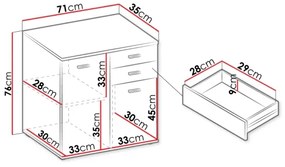 Komoda MIKE 76x71 cm bílá
