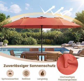 Costway Dvojitý slunečník 460 x 285 cm slunečník s LED