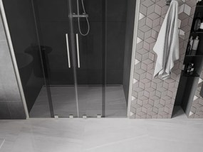 Mexen Velar Duo, posuvné sprchové dveře do otvoru 140 cm, 8mm šedé sklo, broušená ocel, 871-140-000-42-97