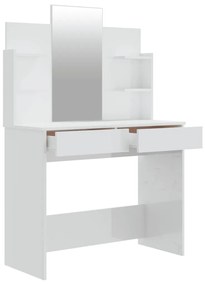 vidaXL Toaletní stolek sada bílý s vysokým leskem 96 x 40 x 142 cm