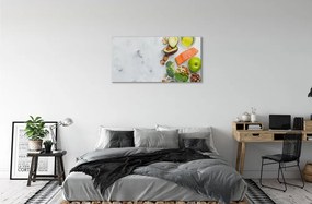 Obrazy na plátně Lososový olej jablko ořechy 140x70 cm