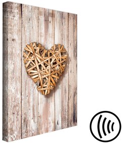 Obraz Srdce z bronzu (1-dílný) - láska na pozadí dřeva ve vintage stylu