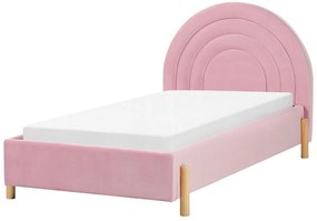 Sametová postel 90 x 200 cm růžová ANET Beliani