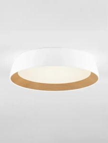 LED stmívatelné bílo-dřevěné moderní stropní svítidlo Sigi