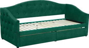 Postel ZASKA 90x200 s úložným prostorem, zelená Velvet látka Kondela 0000396163