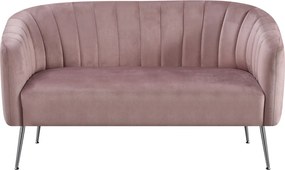 Designový 2-sed, růžová Velvet látka/chrom-stříbrný, BAGY