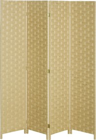 HOMCOM Dělicí stěna 4 panely 159,5x169,5 cm Skládací separator s dekorem z papírového provazu pro ložnici a obývací pokoj Hnědá | Aosom