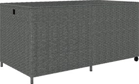 Outsunny 650 l voděodolný ratanový úložný box s víkem, kolečky a úložištěm – UV-odolná zahradní truhla pro patio, terasu, balkon | 150 x 75 x 74 cm –