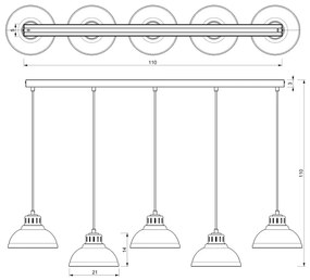 Lustr na lanku SVEN 5xE27/15W/230V mosaz