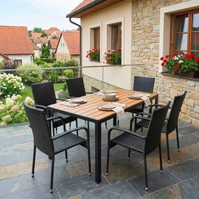 Vikio Zahradní ratanový set 140x80 pro 6 osob DT276-P2 přírodní