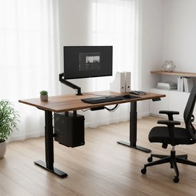 Výškově nastavitelný stůl OfficeTech D, 200 x 80 cm, černá podnož, dub silverjack