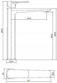 Cersanit Larga - vysoká umyvadlová baterie, chrom, S951-392