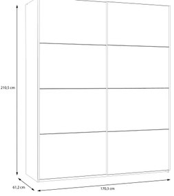 Šatní skříň KARO 170x210 cm šedá/zelená