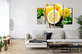 Vícedílný obraz Citron S Mátou Nedostatek Nedostatek Přírodní plátno 200x150