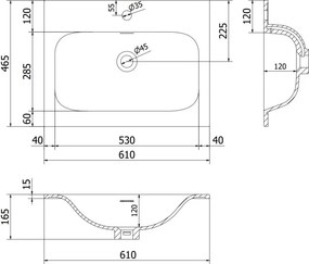 Mexen Rivel koupelnová skříňka 60 cm s umyvadlem Vela, 2 zásuvky, drážkovaná, bílá matná - 91A20-06047-2-BFF01-W23M01