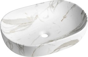 Sapho Sapho, CALEO keramické umyvadlo na desku 60x42cm, bianco carrara, CA590BC