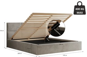 Postel TIVOLI 140x200 zelená s úložným prostorem