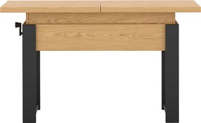 Rozkládací polohovací konferenční stolek HOGO 3v1 | 120-157x62,5-74,5x67 cm | síla horní desky 32 mm | dub bookmatch/černé nohy