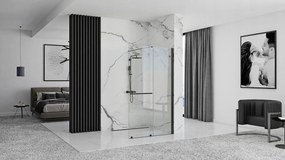 Rea - Cortis posuvná sprchová zástěna 100x195cm, 6mm sklo, čiré sklo/černý profil, REA-K7740