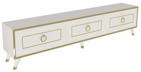 Hanah Home TV stolek Sona - White, Gold, Bílá, Zlatá