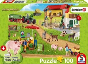 SCHMIDT Puzzle Schleich Farma s prodejním stánkem / 100 dílků / + figu