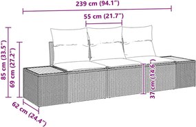 Sada zahradních pohovek 3 ks Černá polyratan 3348013