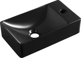 Sapho Sapho, MARGITHA keramické umyvadlo 38x22cm, otvor pro baterii vpravo, černá mat, MGT3822B