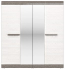 skříň čtyřdveřová Blanco 28 z zrcadlem 183 cm - Borovice sNezna / new grey