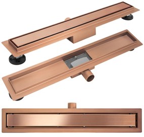 Rea Neox, nerezový sprchový odtokový žlab 70cm, 2v1, měděná matná, REA-G4898