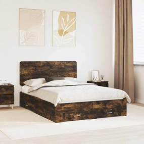 Rám postele s čelo Kouřový dub 140 x 190 cm Kompozitní dřevo 3412787