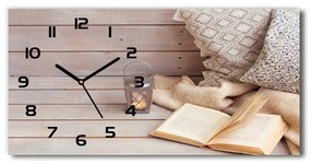Wallmuralia Skleněné hodiny na stěnu Relax knížka 60x30 cm