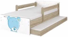 Dětská postel Max Modrý Medvídek 160x80 cm - HNĚDÁ - Bez zábran a se šuplíkem