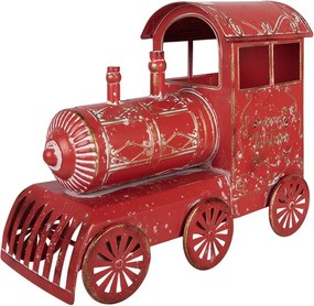 Červená kovová vánoční mašinka Merry Christmas - 69*15*28 cm