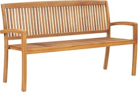 Stohovatelná zahradní lavice s poduškou 159 cm masivní teak 3063309