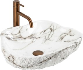 Rea Isla Aiax, asymetrické umyvadlo na desku, 490x370x140mm, imitace kamene, REA-U3222