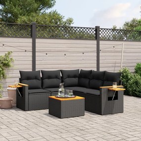 6dílná zahradní sedací souprava s poduškami černá polyratan 3226804