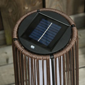 Solární lampa Outsunny, zahradní lampa, ratanové solární světlo, automatické LED, hnědá, 21,5 x 21,5 x 61 cm | Aosom
