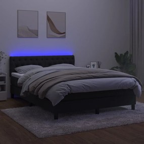 Box spring postel s matrací a LED černá 140x200 cm samet 3134587