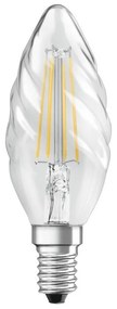 Vroubkovaná průhledná LED žárovka E14 3,4 W SUPERSTAR, studená bílá
