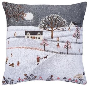 SCANquilt povlak MOTIV zimní venkov bílošedá 45 x 45 cm