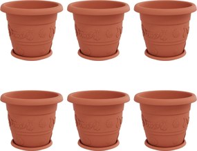 Květináče 6 ks Cihlově červená Ø 34 x 28 cm Plast 3403273
