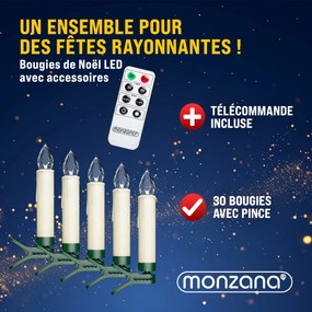 Monzana Sada 30 LED svíček na stromek – teplá bílá, s ovladačem