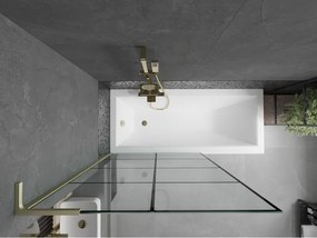 Mexen Next L, 1-křídlová vanová zástěna 100 x 150 cm, 6mm čiré sklo-černý vzor, ​​zlatý matný profil, 895-100-000-03-77-55
