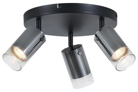 Stropní bodové svítidlo Gunmetal kulaté 3-světelné otočné a nastavitelné - Drain