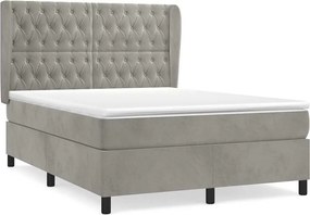 Box spring postel s matrací světle šedá 140x200 cm samet 3129393