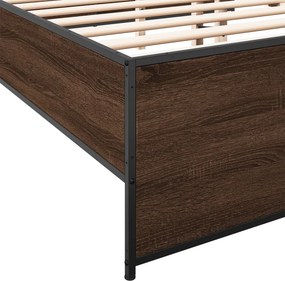 Rám postele hnědý dub 200 x 200 cm kompozitní dřevo a kov 3279871