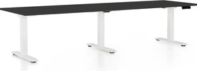 Výškově nastavitelný stůl OfficeTech Long, 260 x 80 cm, bílá podnož, černá