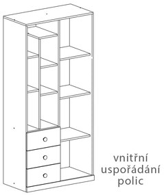 PIXEL | policový regál PX7 | 80 cm | se zásuvkami | dub/bílá lux/šedá