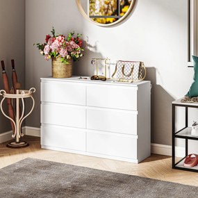 HOMCOM komoda s 3 zásuvkami, moderní bezúchytový design pro obývací pokoj, ložnici a předsíň – bílá (112 × 34 × 75 cm)