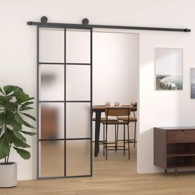 Posuvné dveře hliník a ESG sklo 76 x 205 cm černé 288064